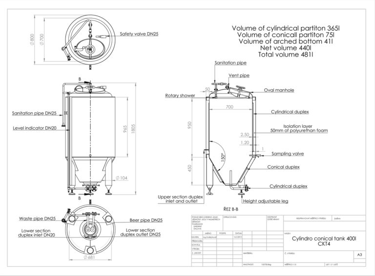 CCT-400C Cylindrically-conical fermentation tank 480 liters