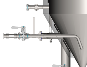 Rotable racking arm - draining valve for CCT fermenters