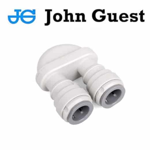 John Guest plastic angle U-coupler for two hoses D=12.7mm (1/2″)