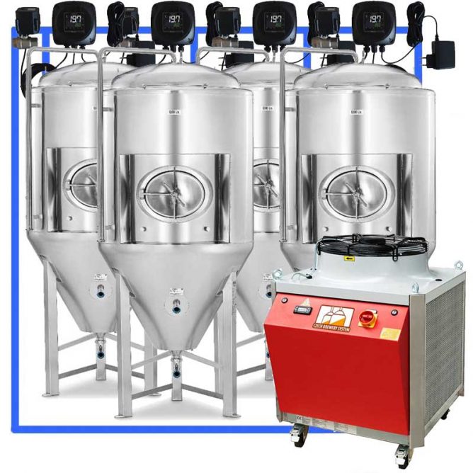 Complete fermentation set with 4xCCT-SHP3 3300 liters