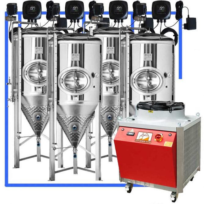 Complete fermentation set with 4xCCT-SHP3 3300 liters