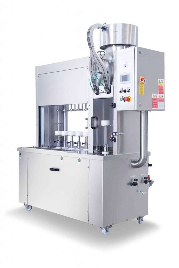 Semi-automatic bottle rinsing, filling, capping machine 600 bph