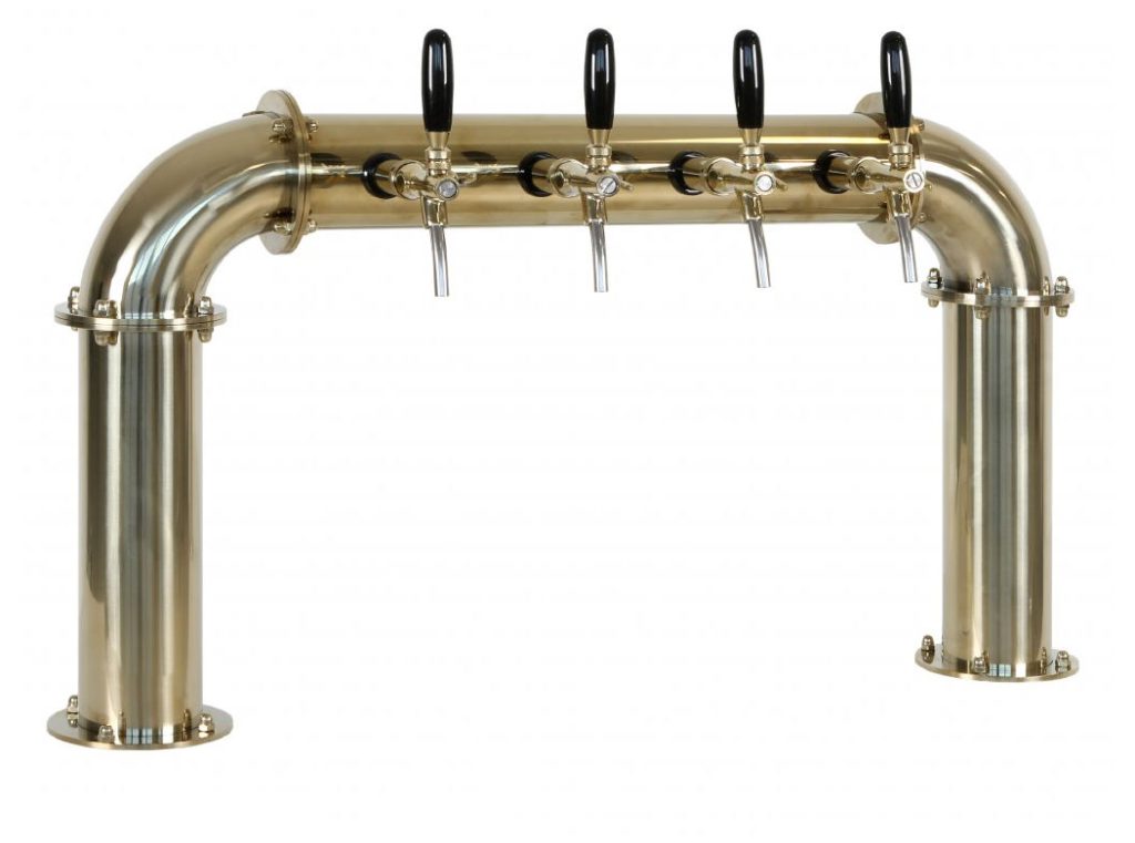 BRIDGE beverage dispense tower for 4 beer taps, gold design