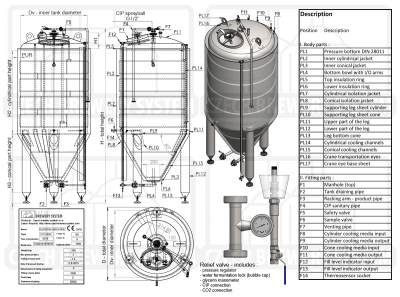 CCT-1000C Cylindrically-conical fermentation tank 1200 L